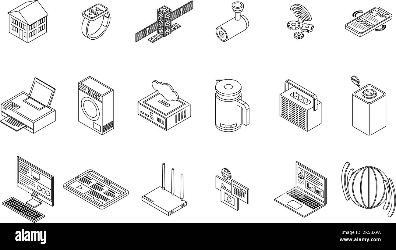 Internet Connection Icons Set Isometric Set Of Internet Connection Vector Icons Thin Line