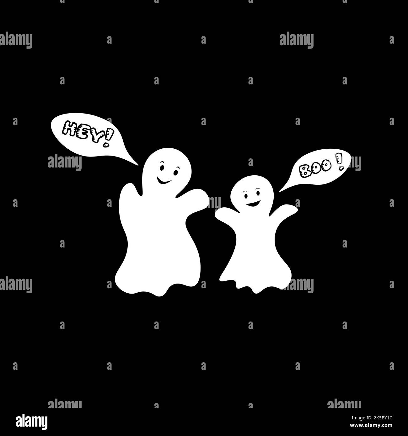 Super Cute kids ghosts characters vector pattern. Two White smiling ...