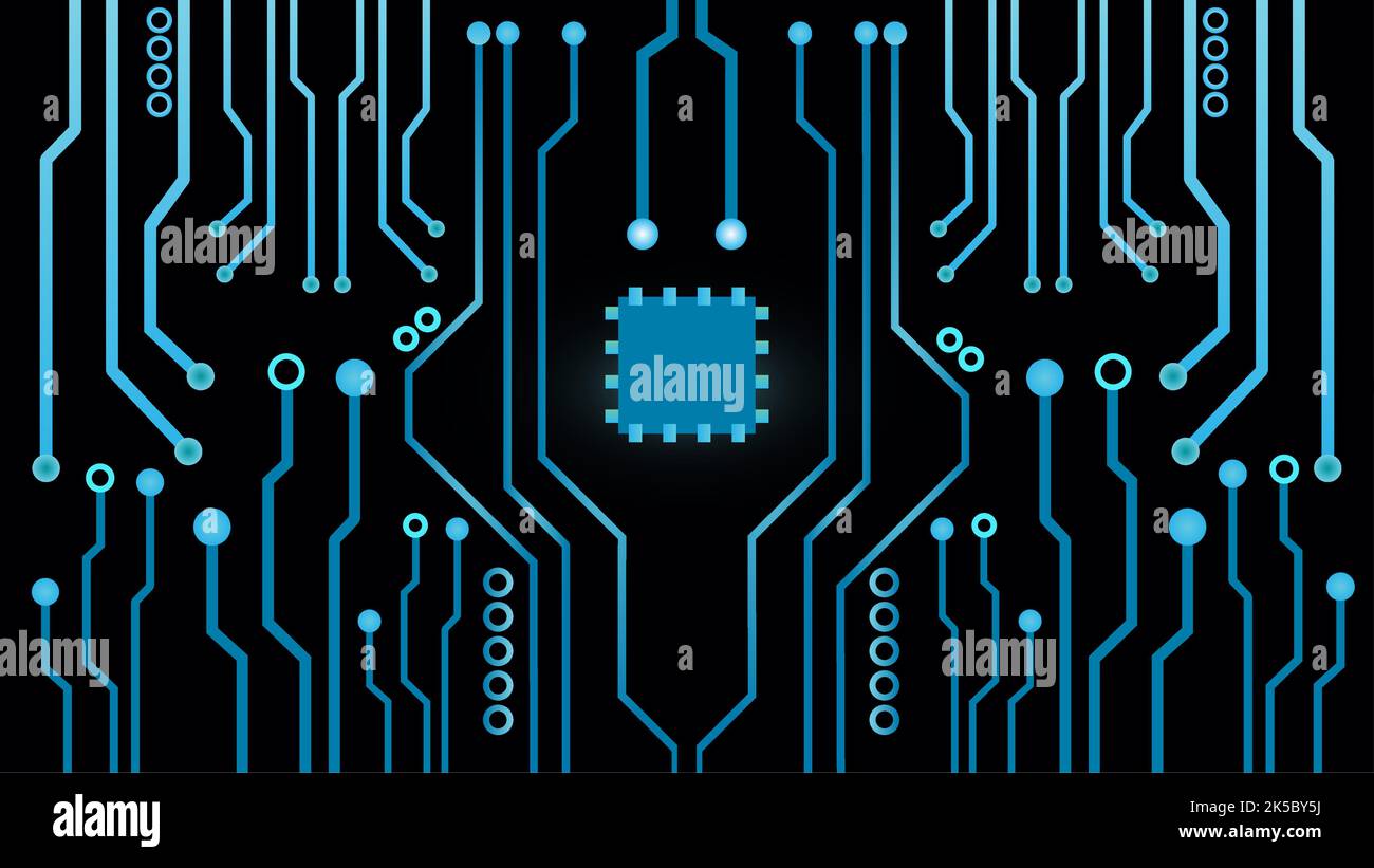 An illustration of a computer board isolated on a black background ...