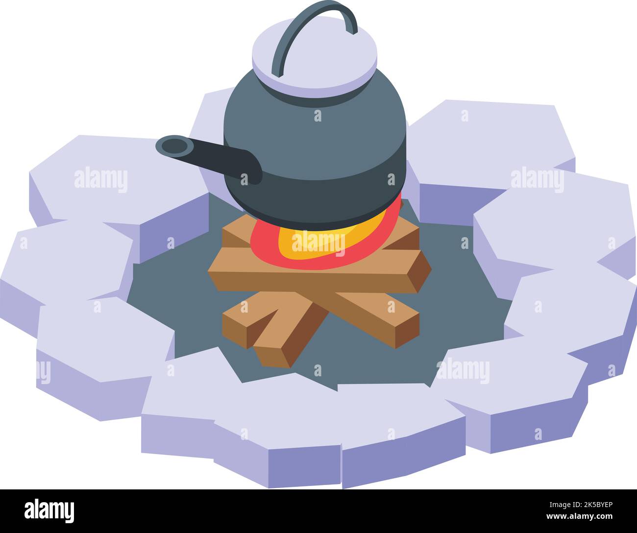 Campfire icon isometric vector. Food lunch. Party dinner Stock Vector ...