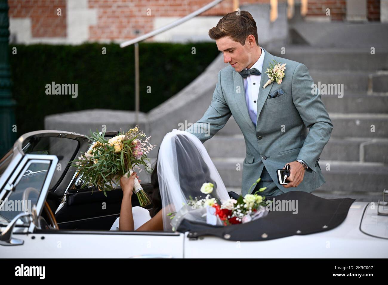 Evenepoel's partner Oumaima Oumi Rayane and Belgian Remco Evenepoel ...