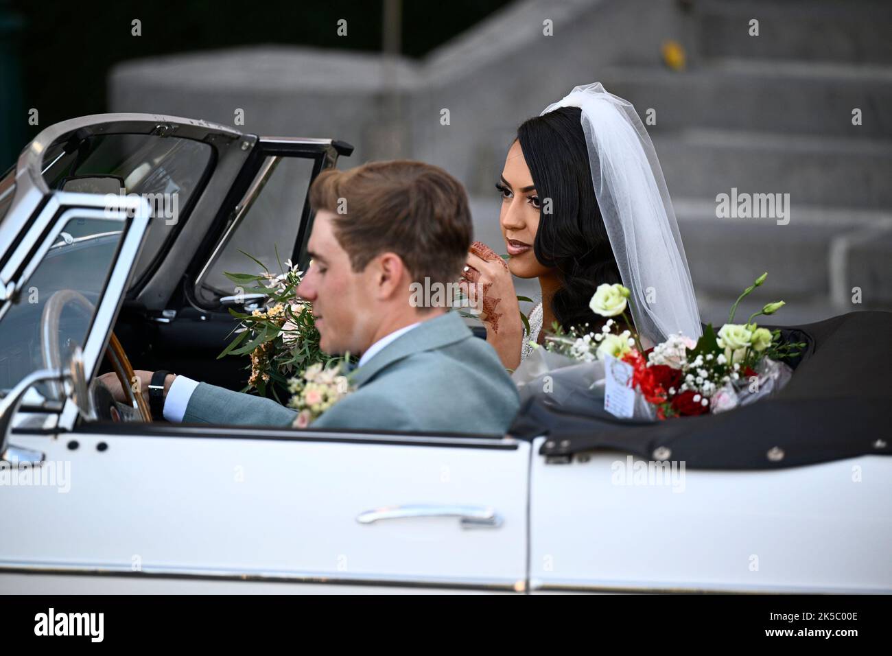 Evenepoel's partner Oumaima Oumi Rayane and Belgian Remco Evenepoel ...