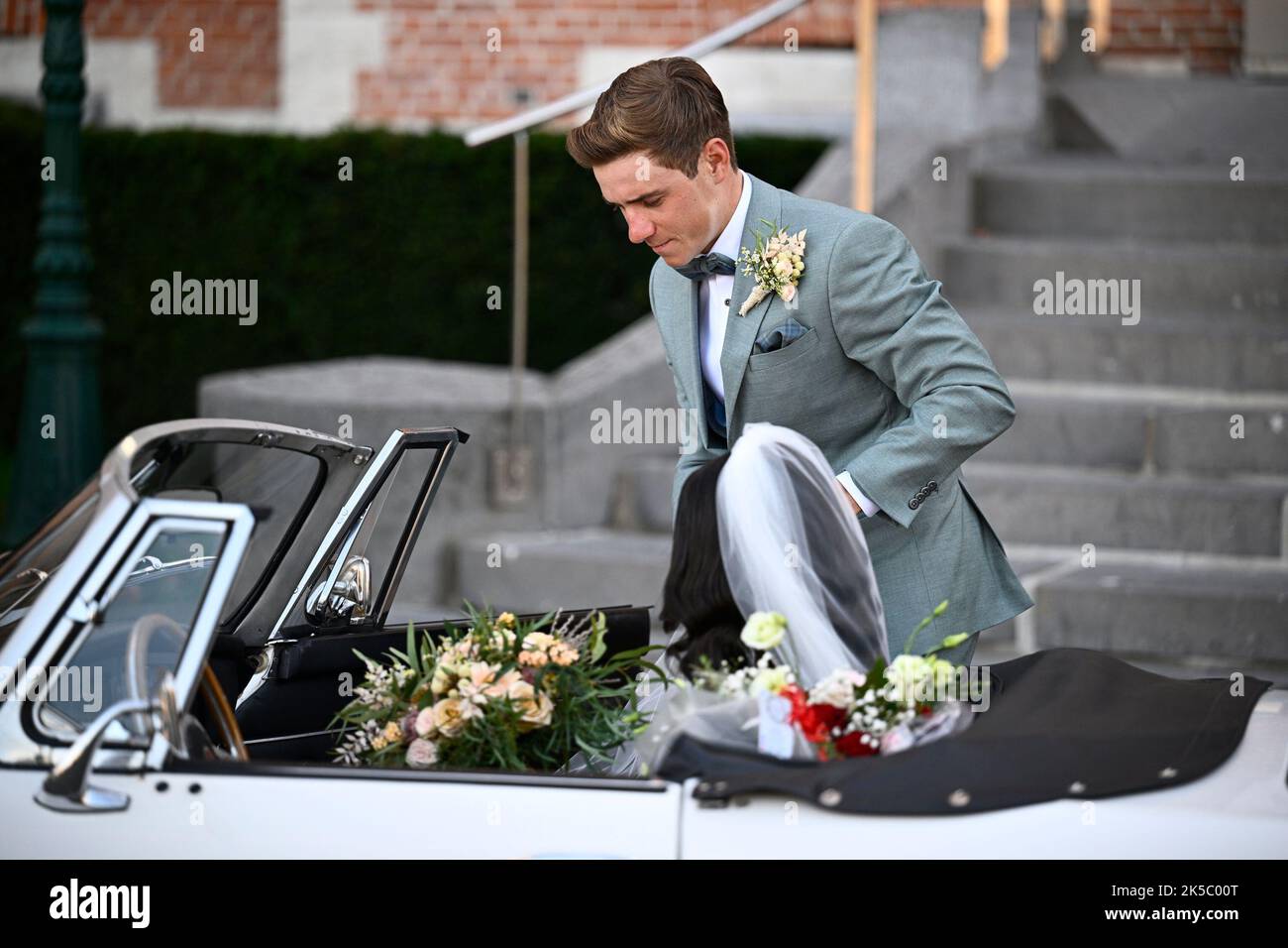 Evenepoel's partner Oumaima Oumi Rayane and Belgian Remco Evenepoel ...