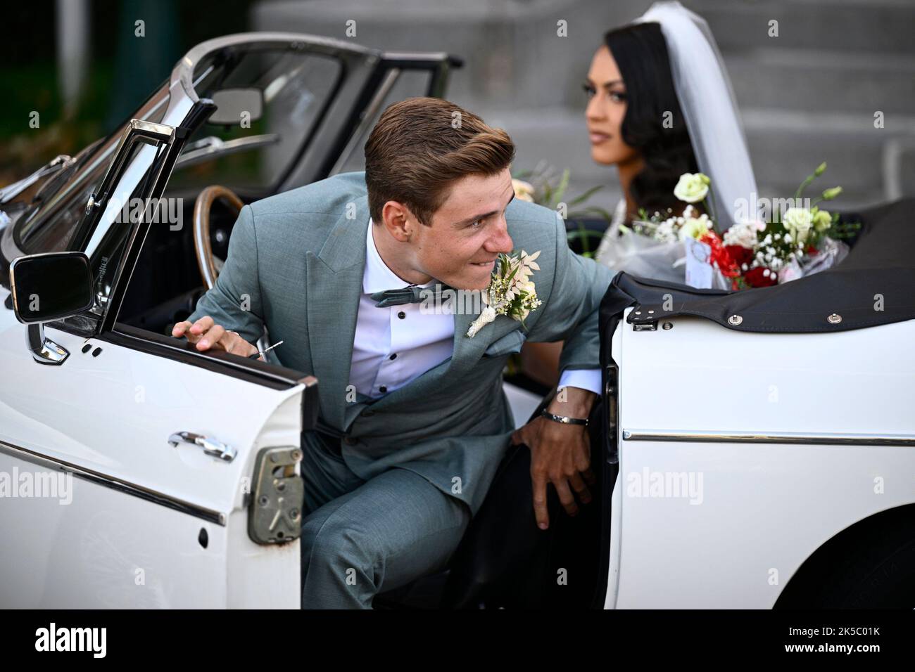 Evenepoel's partner Oumaima Oumi Rayane and Belgian Remco Evenepoel ...