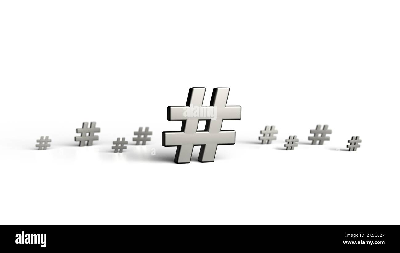 Group of hashtag icon isolated on white background. 3D Illustration ...