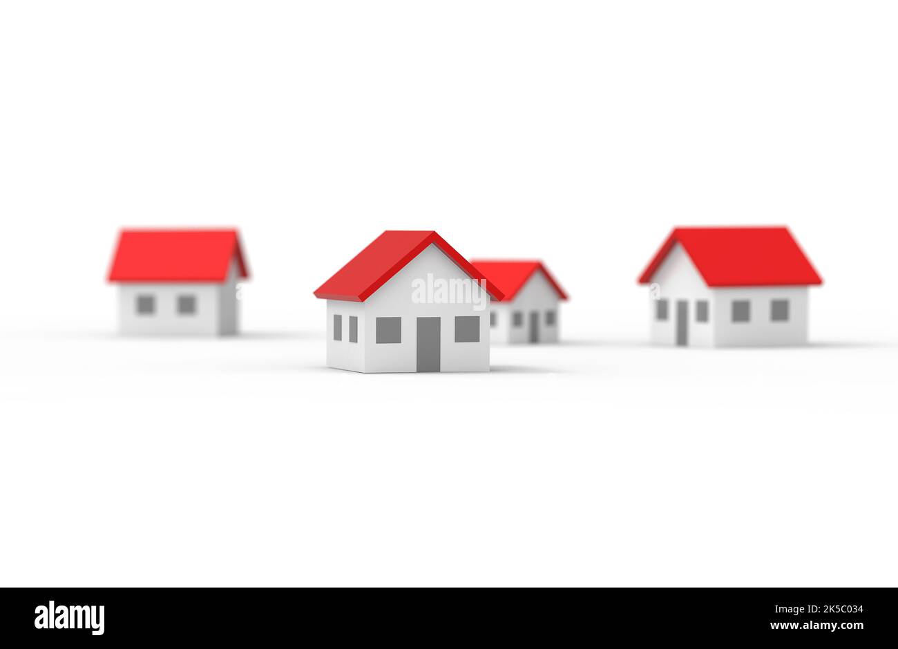 Group of blurred house isolated on white background. 3D Illustration ...