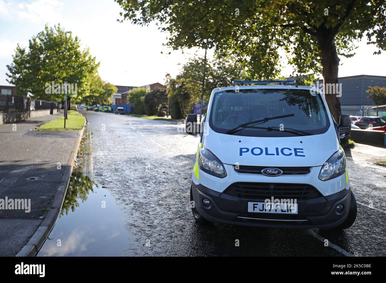 Police near Ascot Drive police station in Derby where a man was taken ...