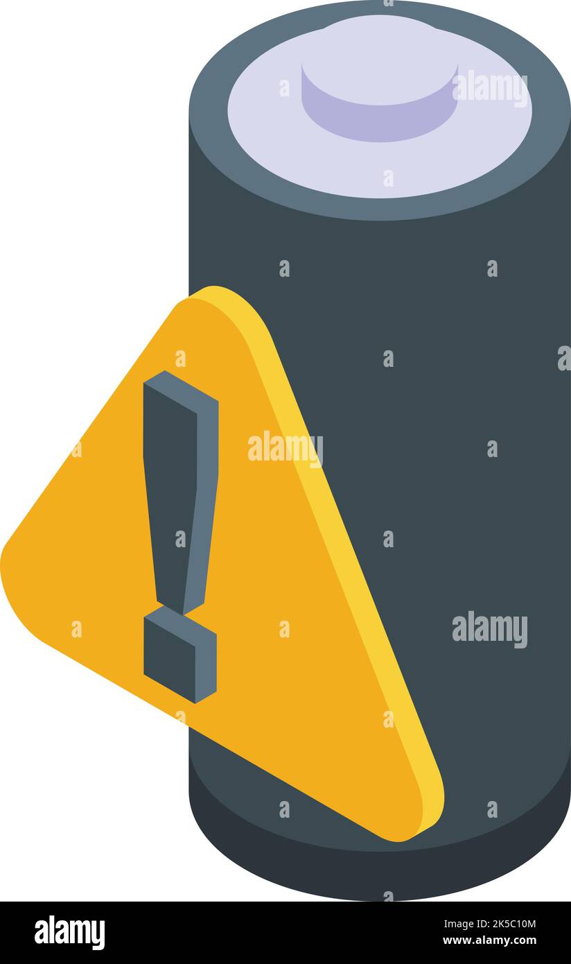 Battery attention icon isometric vector. Power charge. Empty cell Stock ...