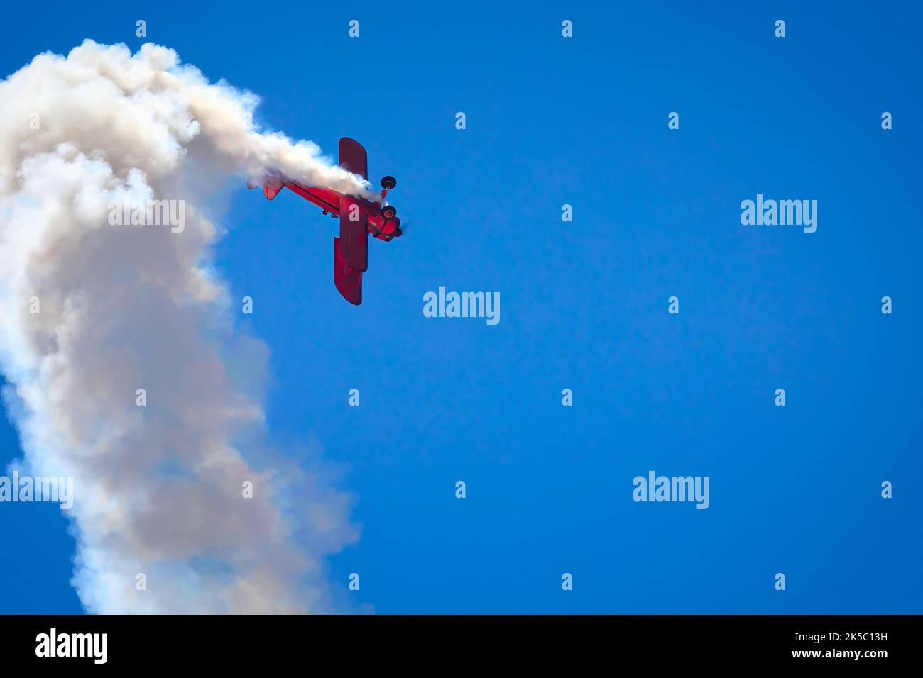 Vicky Benzing performs in her 1940 Stearman biplane at the 2022 Miramar ...
