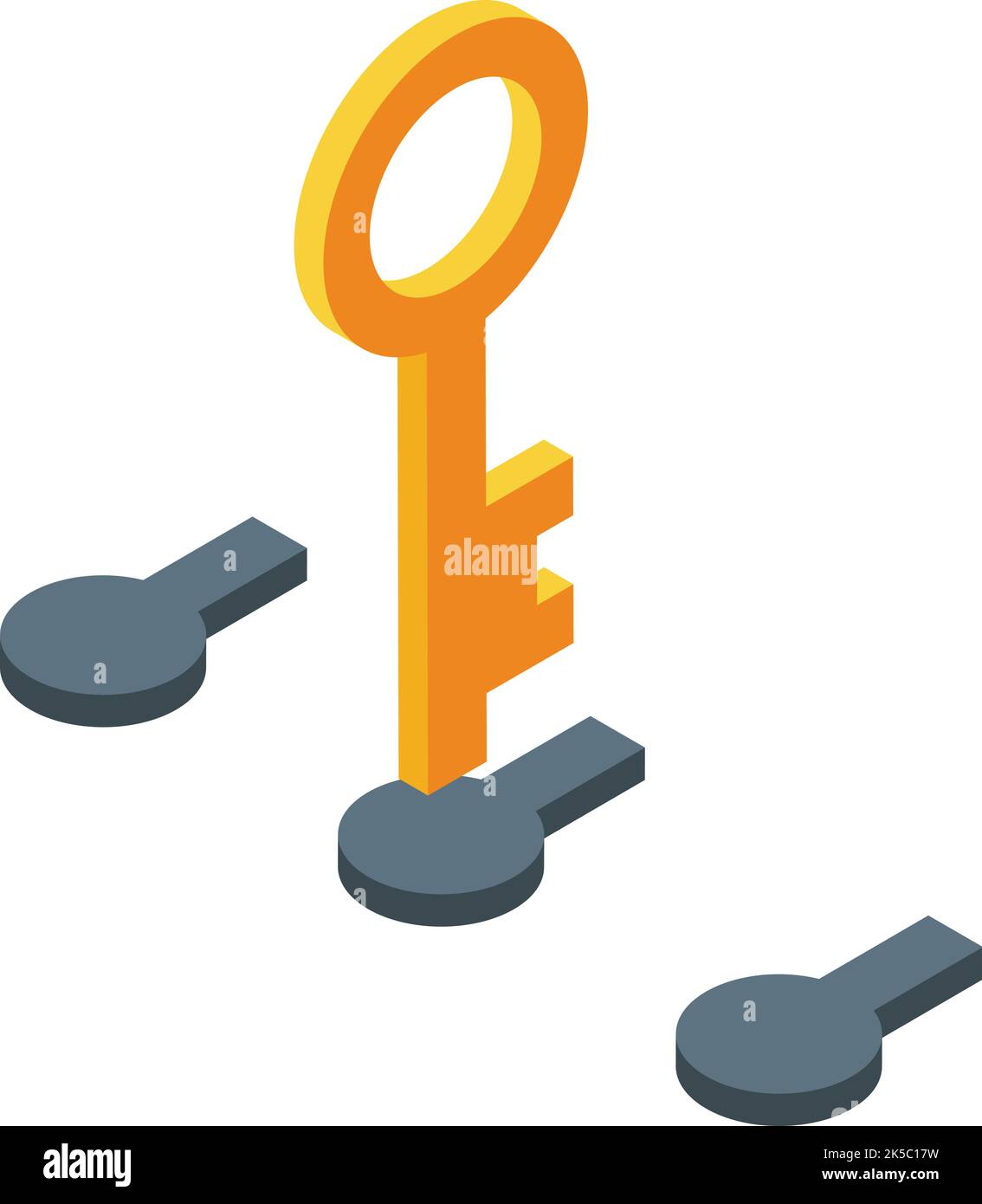 Benchmark gold key icon isometric vector. Indicator product. Quality ...