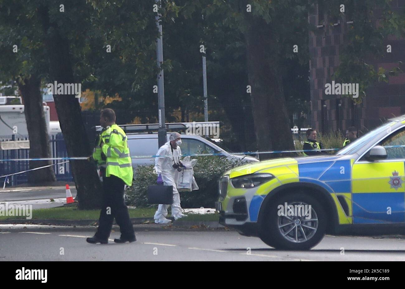The scene outside Ascot Drive police station in Derby where a man was ...