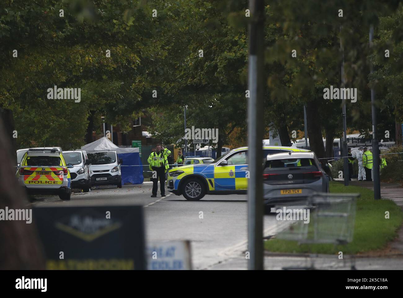 The scene outside Ascot Drive police station in Derby where a man was ...