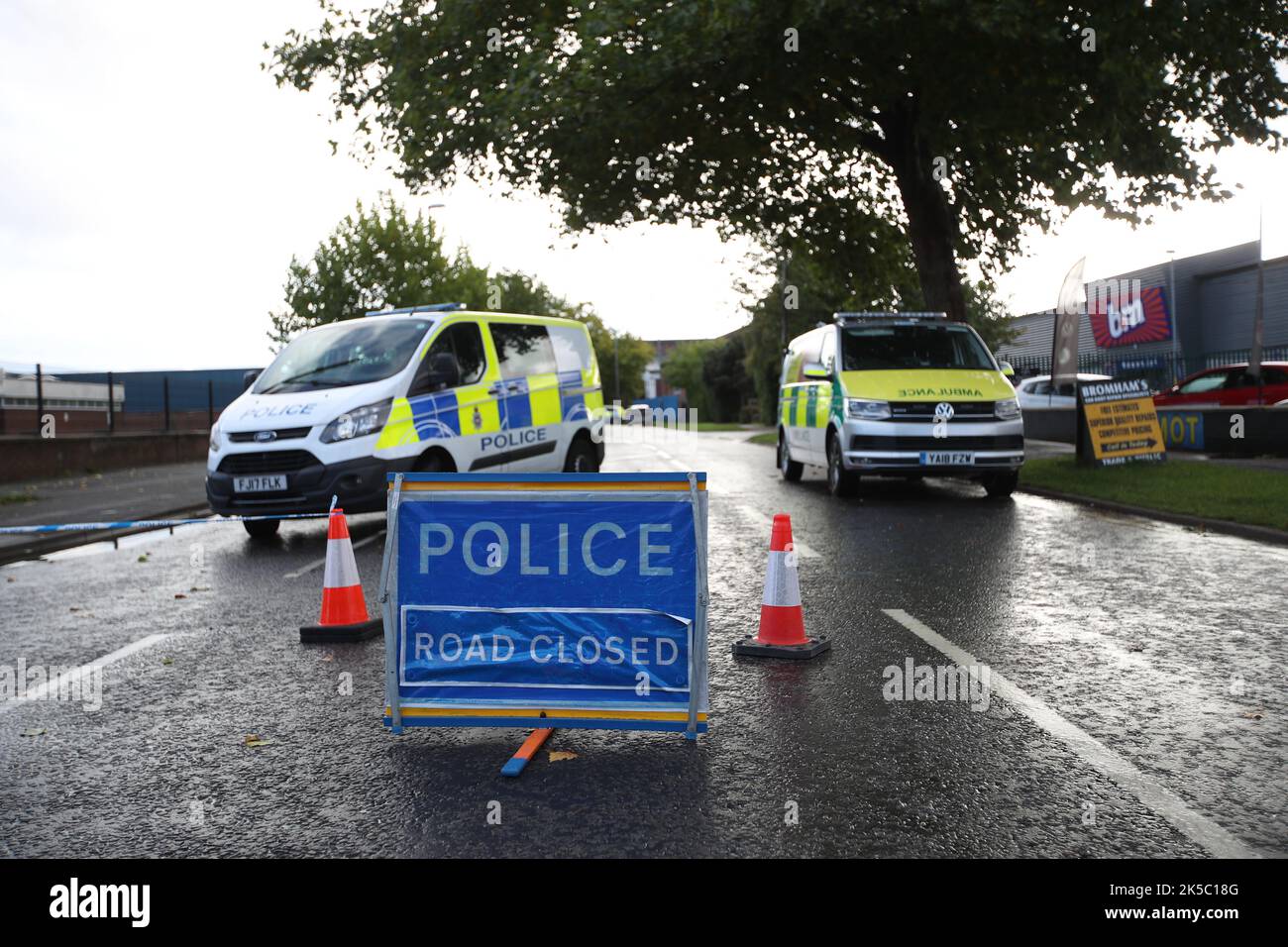 Emergency services near Ascot Drive police station in Derby where a man ...