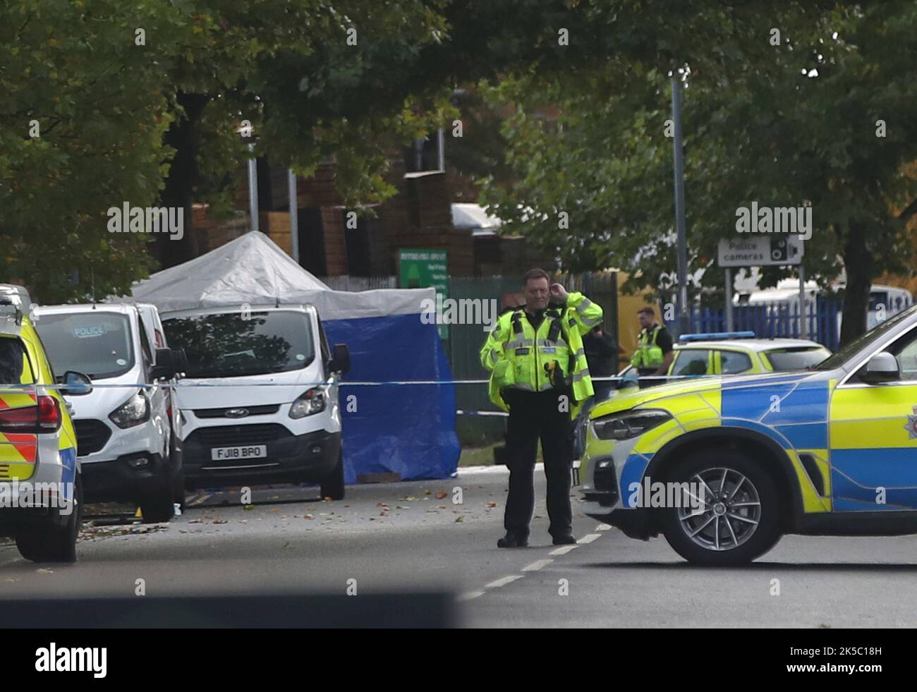 The scene outside Ascot Drive police station in Derby where a man was ...