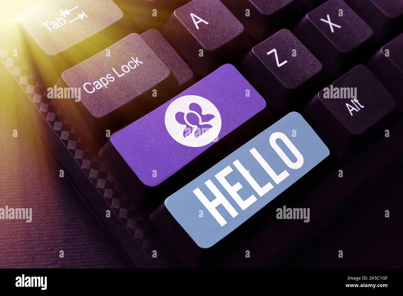 Hand writing sign Hello. Internet Concept alteration of hallo which was ...