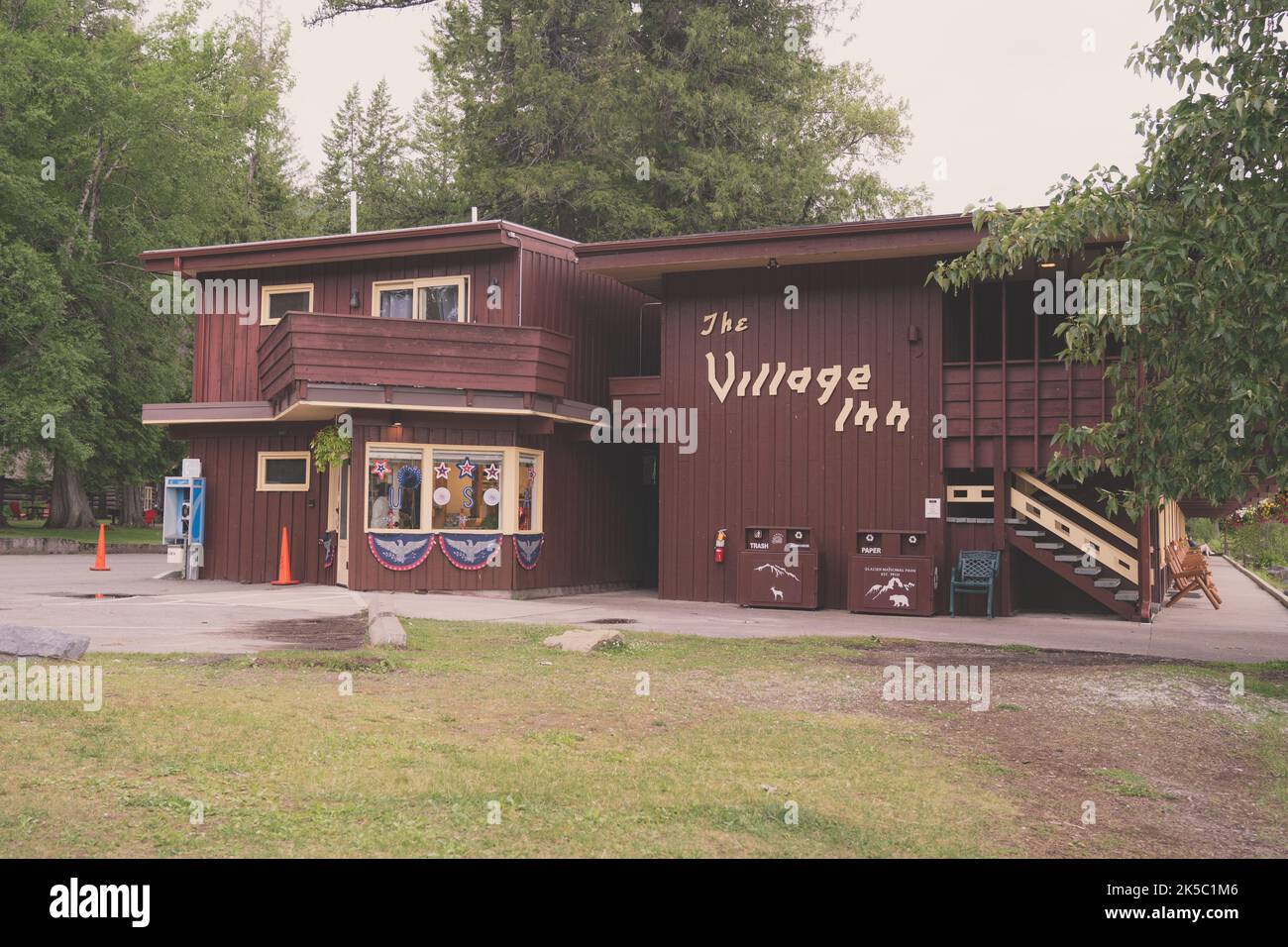 Montana, USA - July 3, 2022: Sign and office for the Apgar Village ...