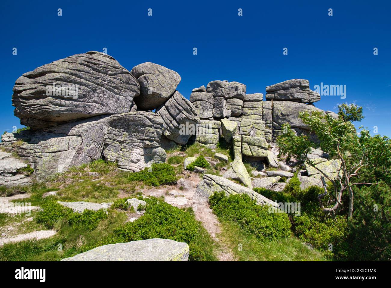 Rock formation Three pigs - stones in Poland. Krkonose Stock Photo - Alamy