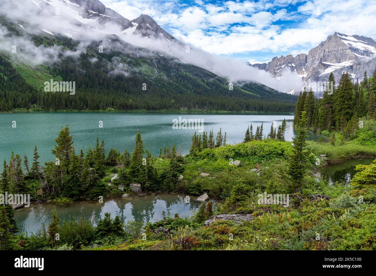 Grinnell Glacier trail in Glacier National Park Montana, with Lake ...
