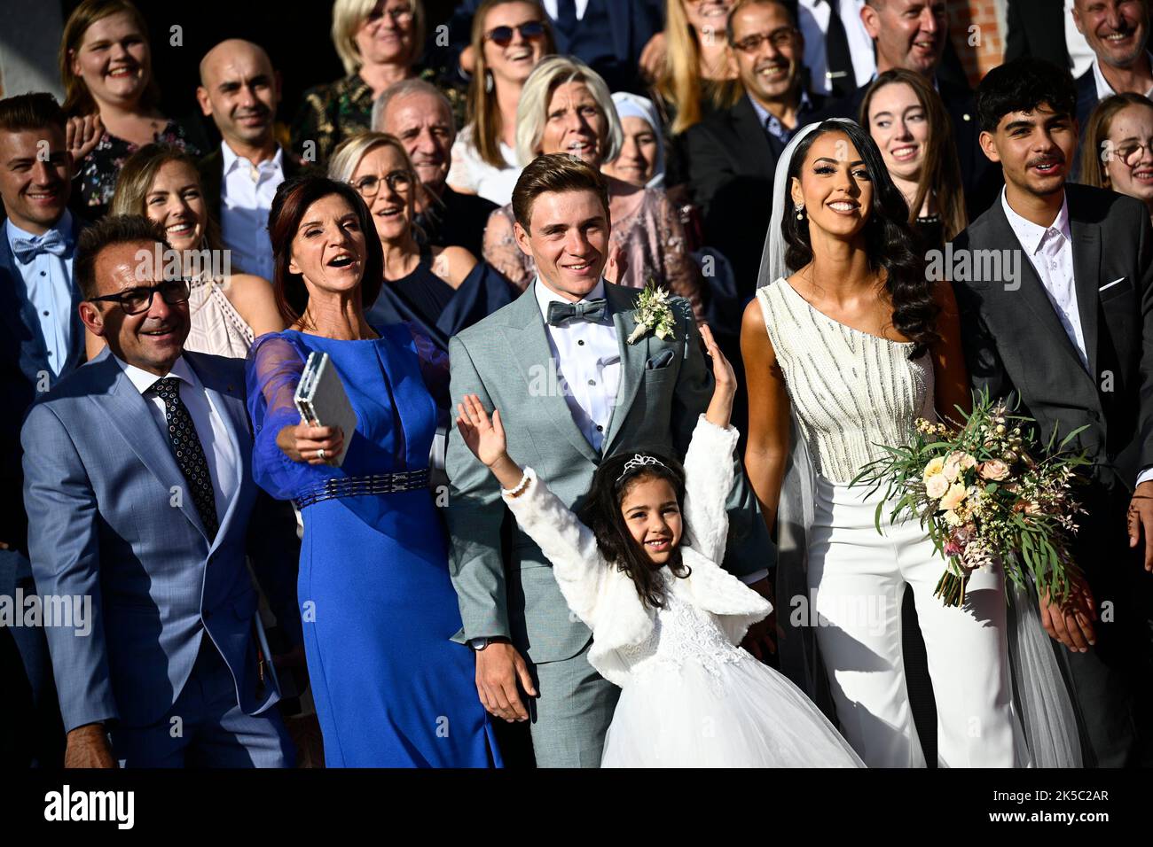 Remco's parents Agna and Patrick Evenepoel and Remco Evenepoel and his ...
