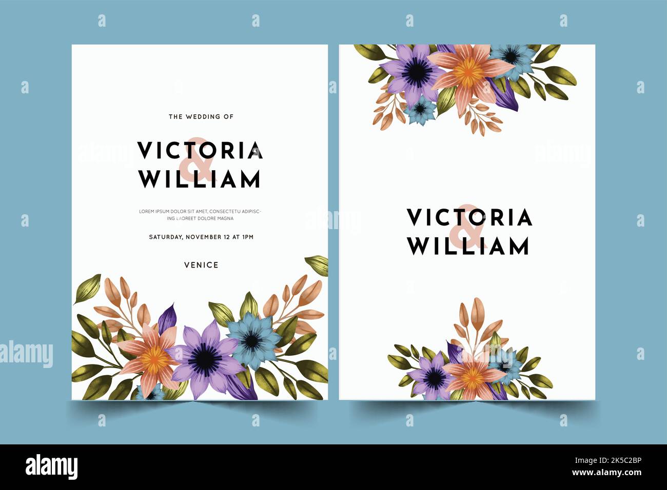 beautiful flowers wedding invitations vector design illustration Stock ...