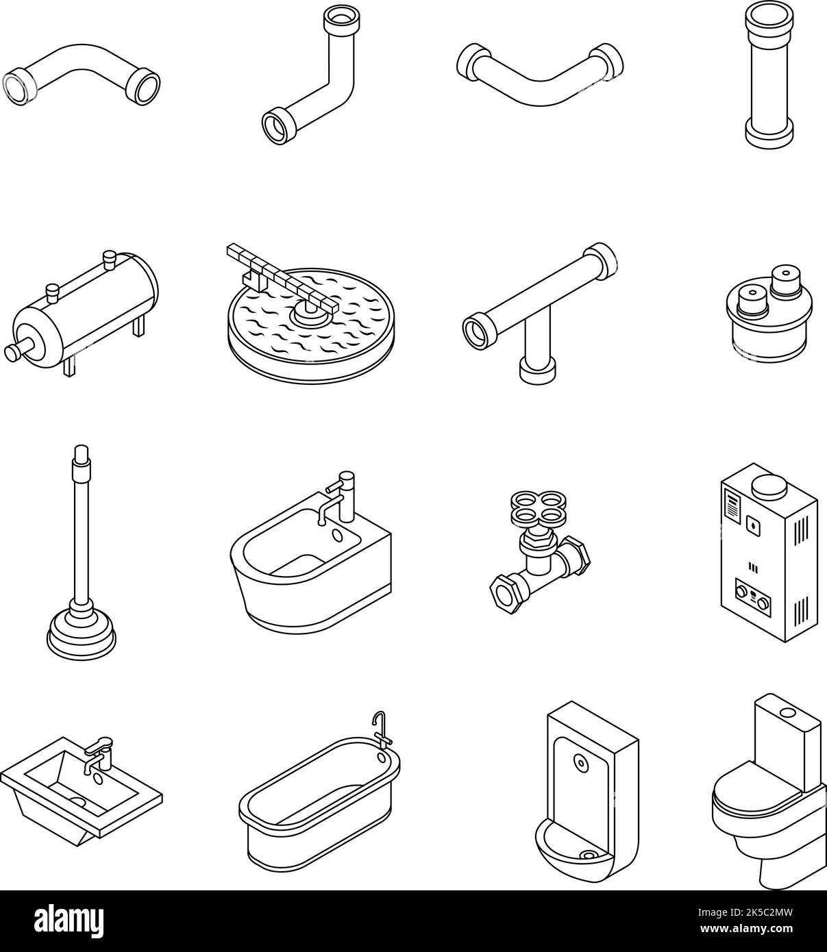 Sewerage icons set. Isometric set of sewerage vector icons thin line ... Sewerage icons set. Isometric set of sewerage vector icons thin line ...