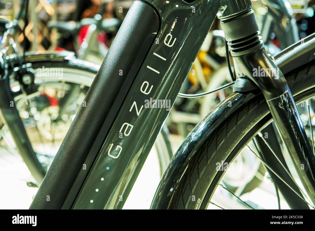 Gazelle, traditional brand from Holland for sustainable bicycles, close ...