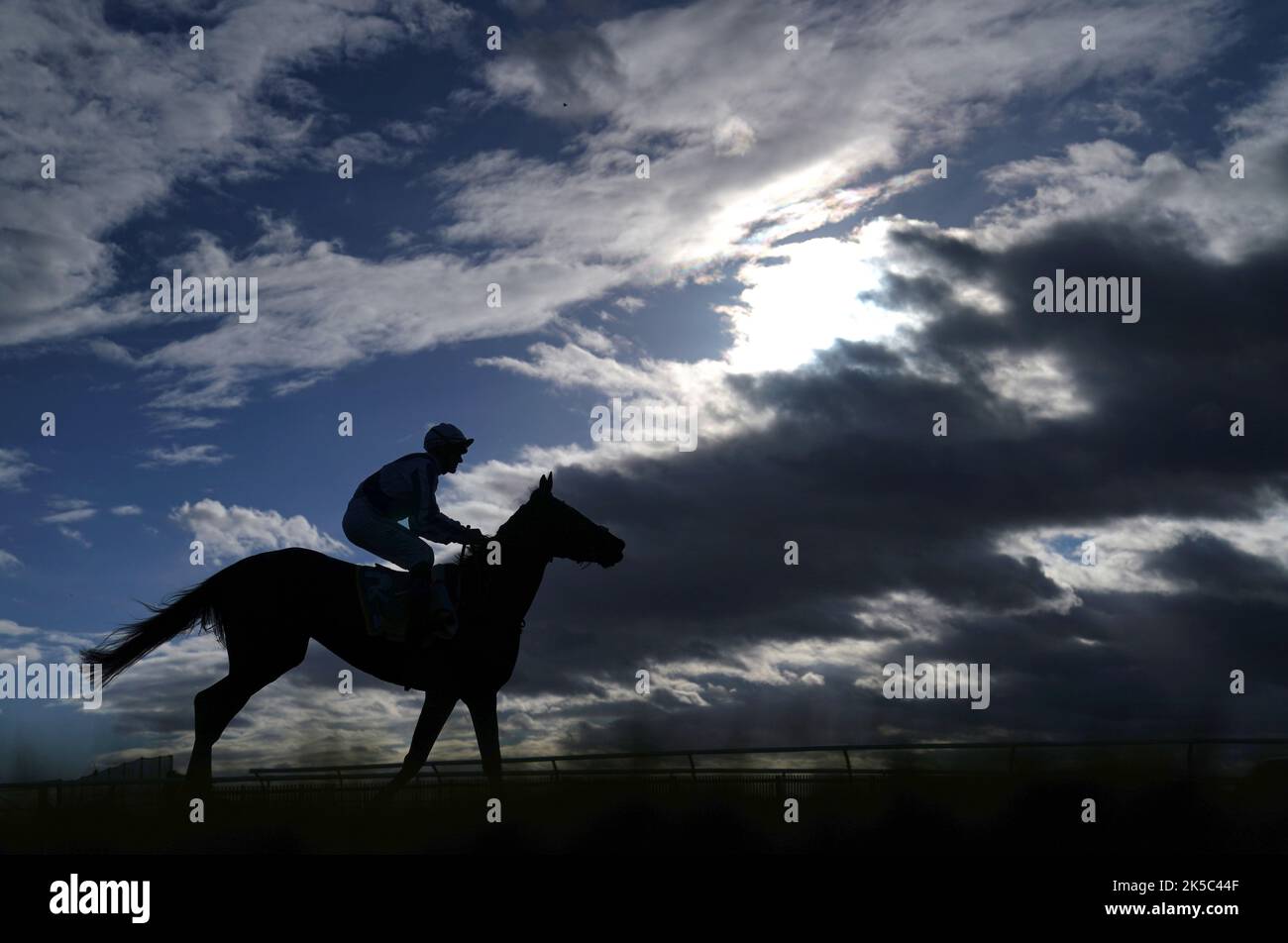 Runners and riders following the bet365 Old Rowley Cup Handicap during ...