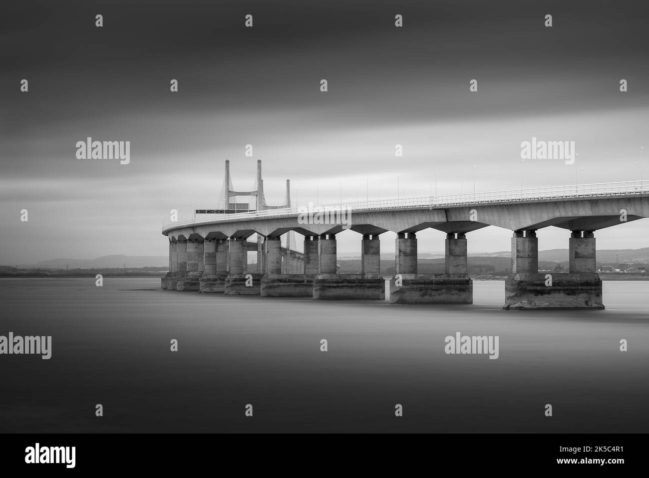 A black and white photograph of the Prince of Wales Bridge between ...