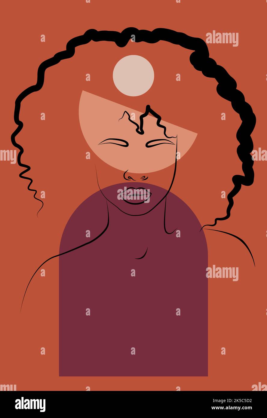 Abstract portrait of an African woman in a minimalist style. Women's ...