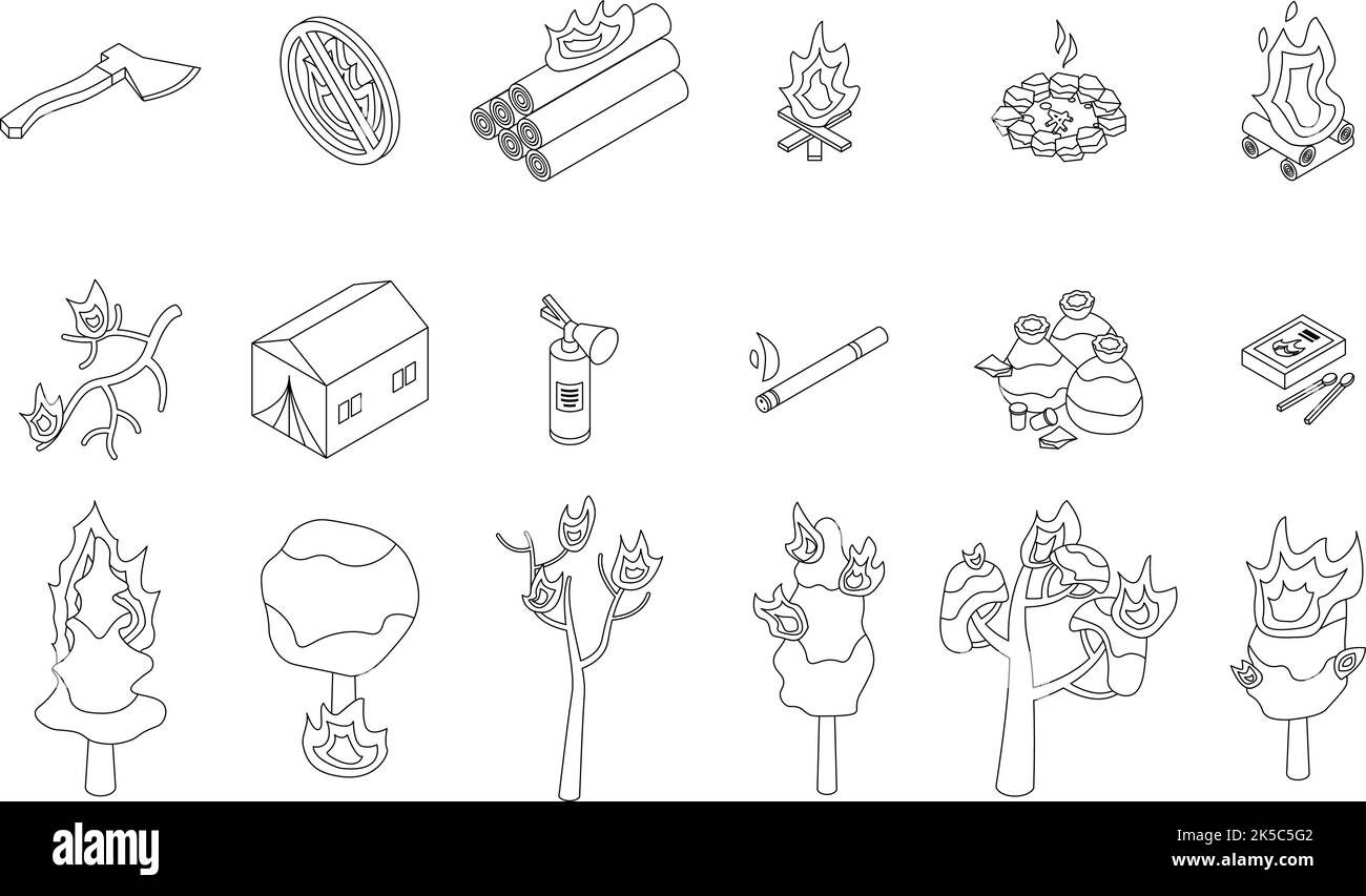 Burning thin line outline on white isolated Stock Vector Image & Art ...