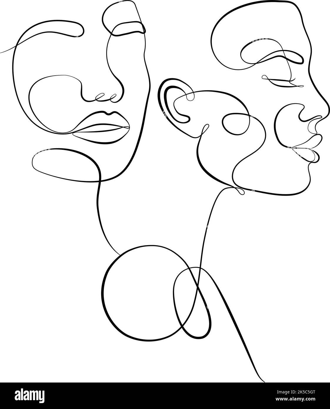 The hand draws faces with one continuous line. Fashionable Minimalism ...