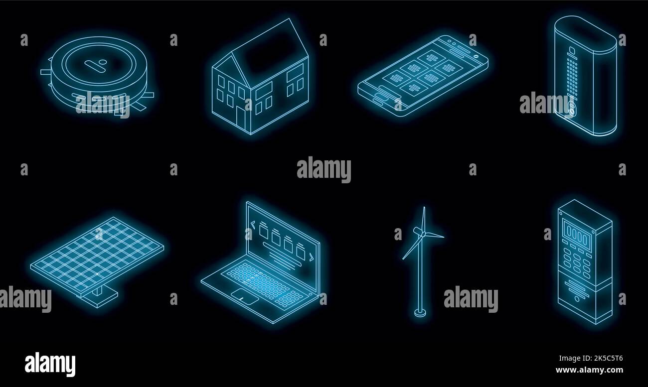 Autonomous house icons set. Isometric set of autonomous house vector ... Autonomous house icons set. Isometric set of autonomous house vector ...