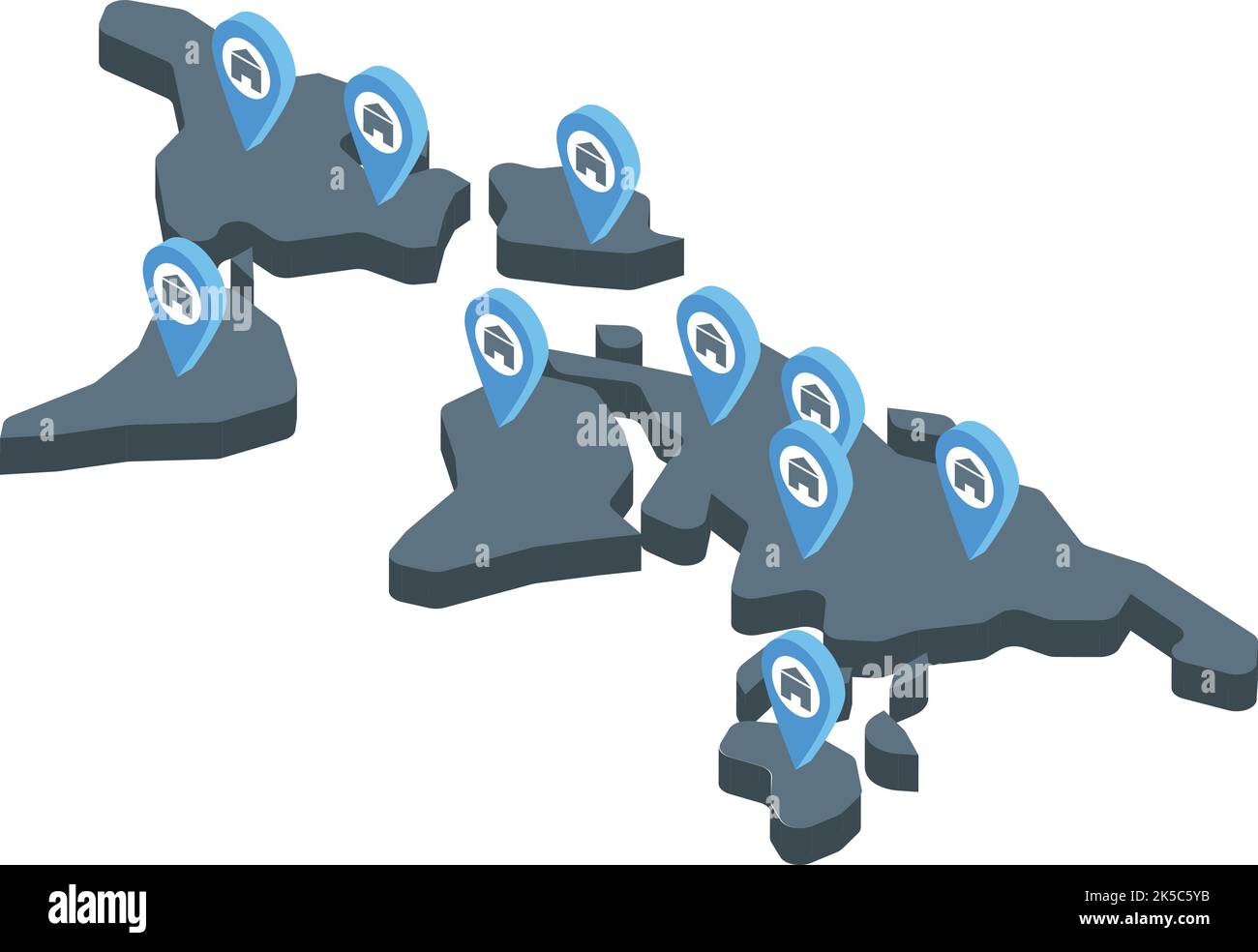 International store locator icon isometric vector. Retail shop. App map ...