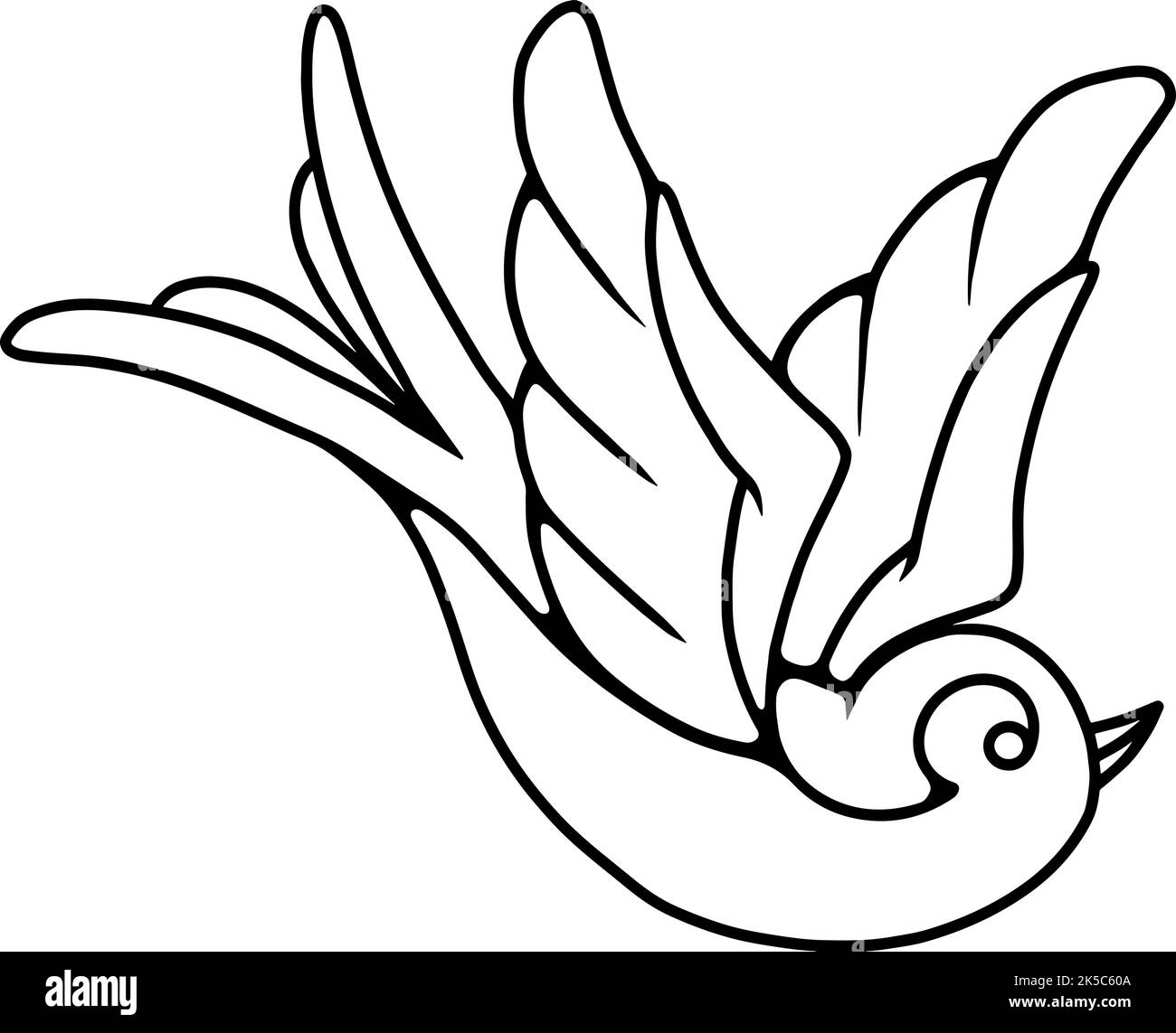 Traditional Sparrow Tattoo Outline