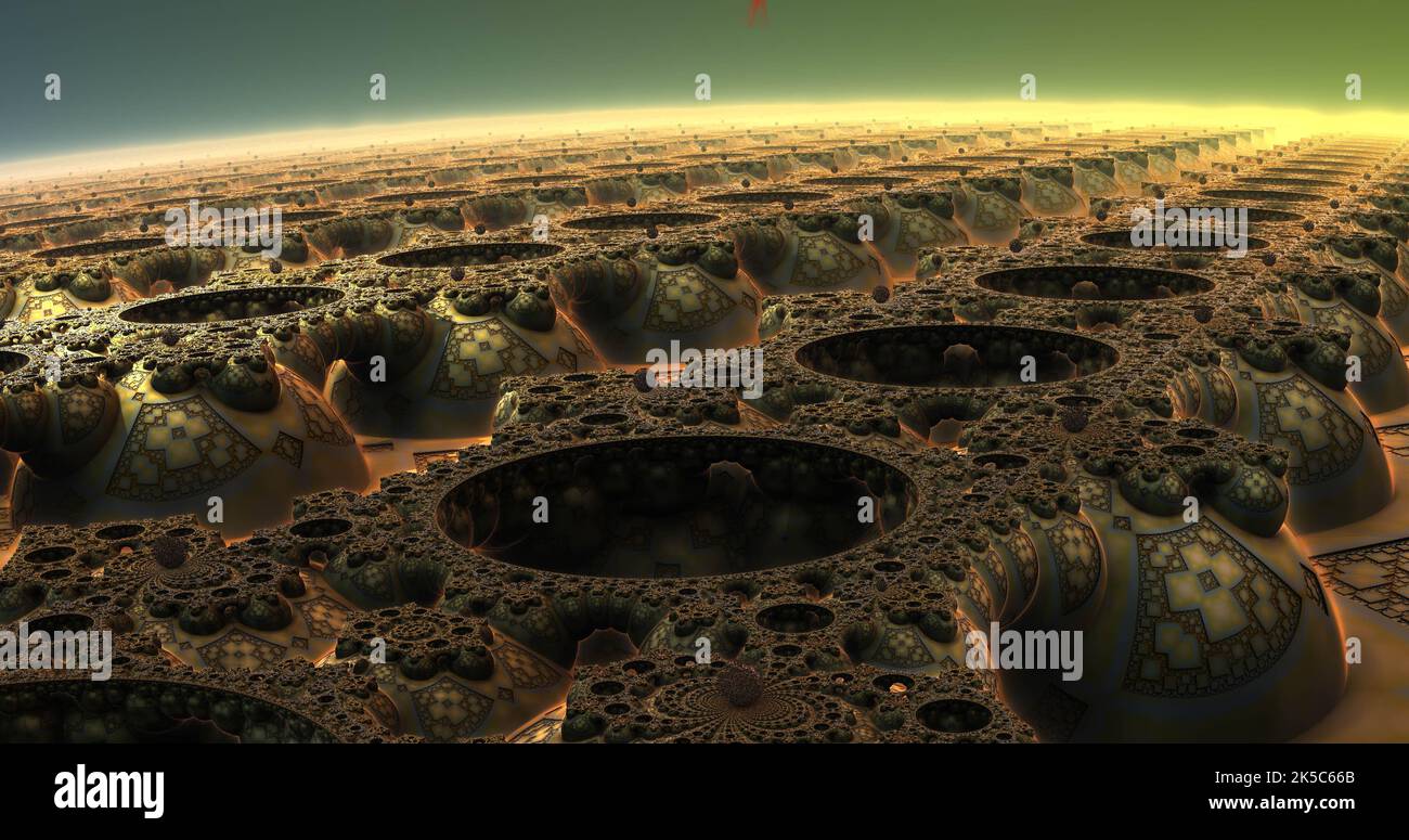 the surface of an alien planet under an alien sun 3d rendering Stock ...