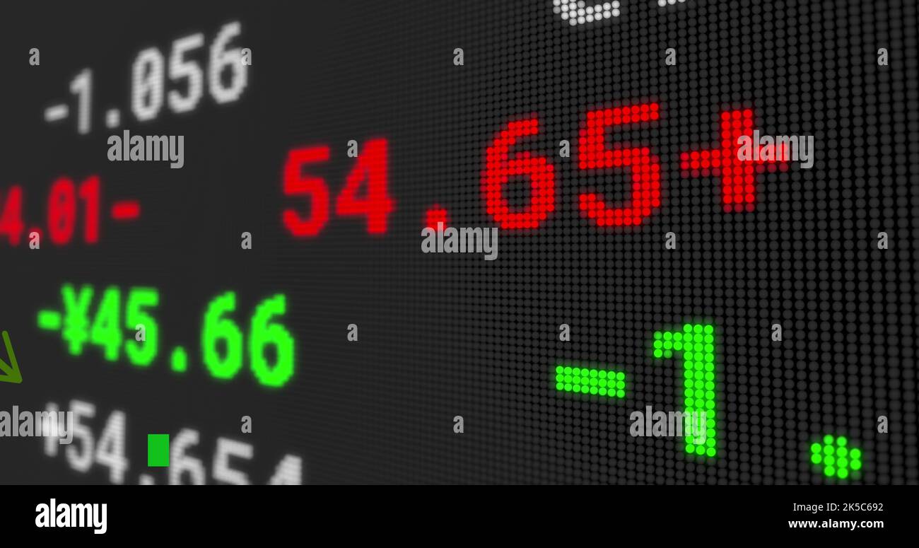 Image of statistics processing over stock market tickers Stock Photo ...