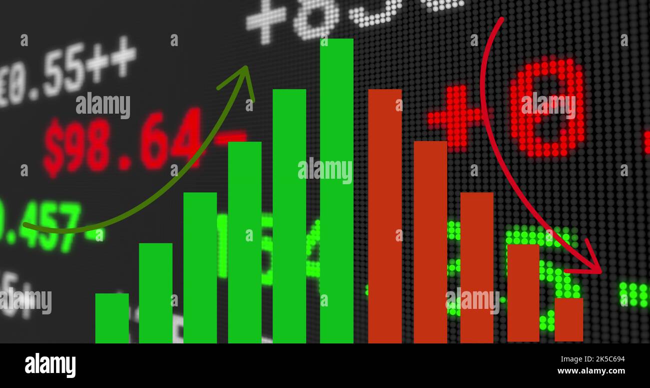 Image of statistics processing over stock market tickers Stock Photo ...