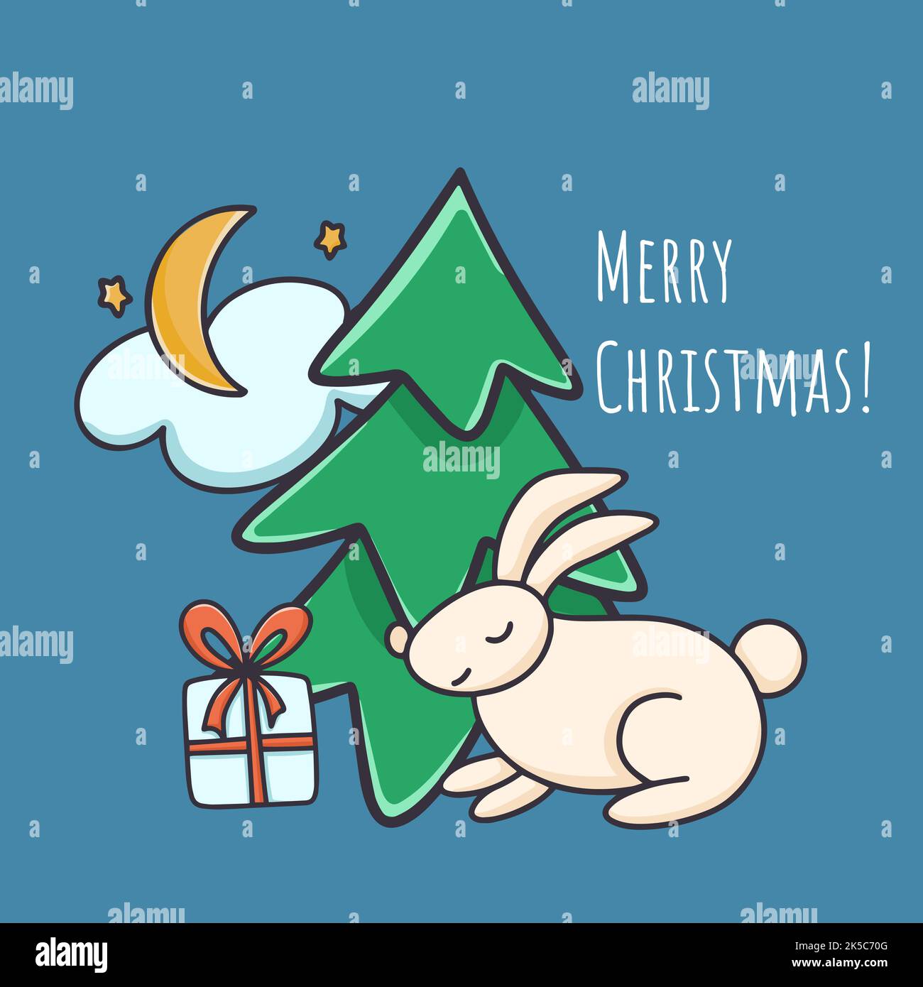 Gift card cute rabbit Stock Vector Images - Alamy