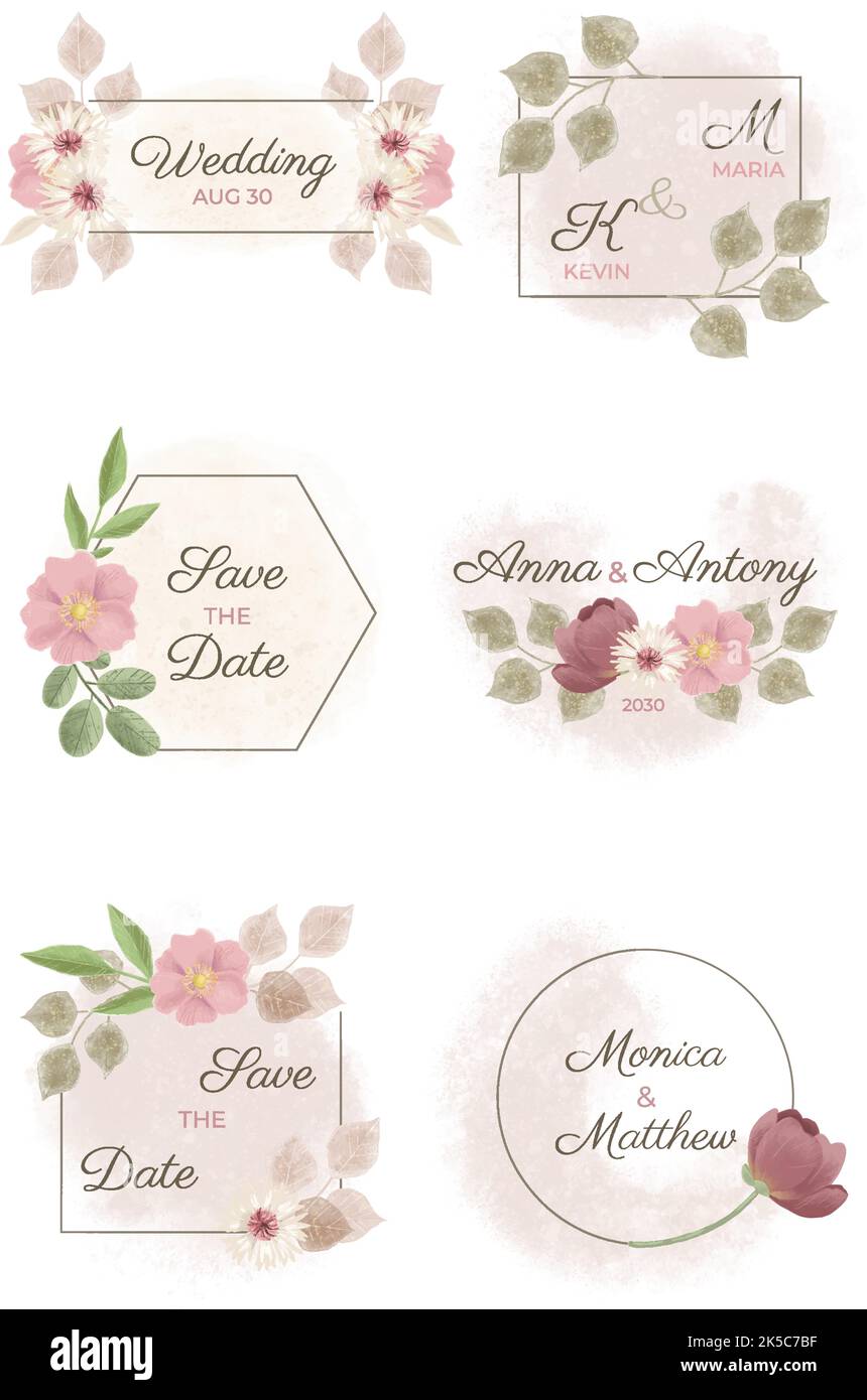 hand painted wedding monograms vector design illustration Stock Vector ...