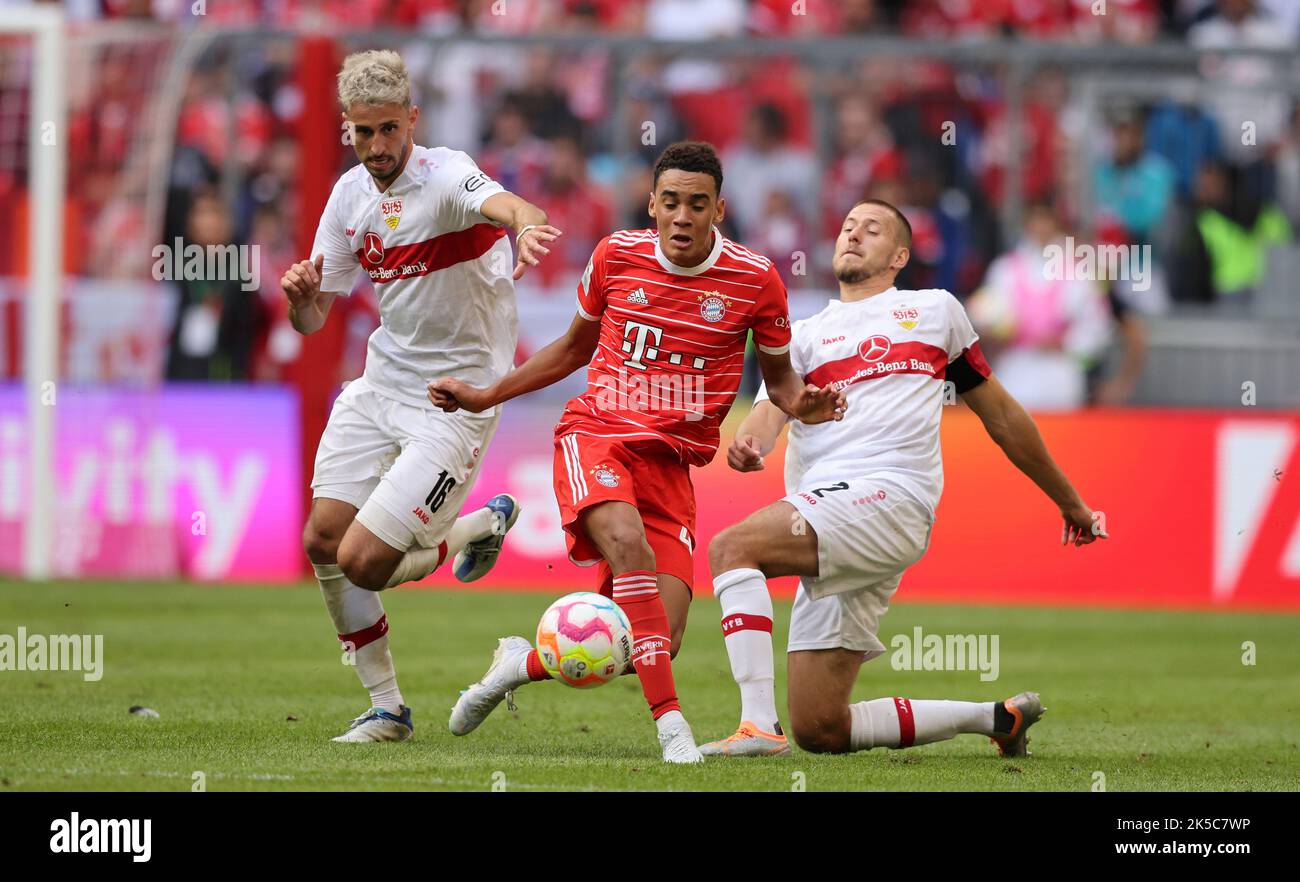 Atakan Karazor of VFB Stuttgart Jamal Musiala of Bayern Muenchen ...