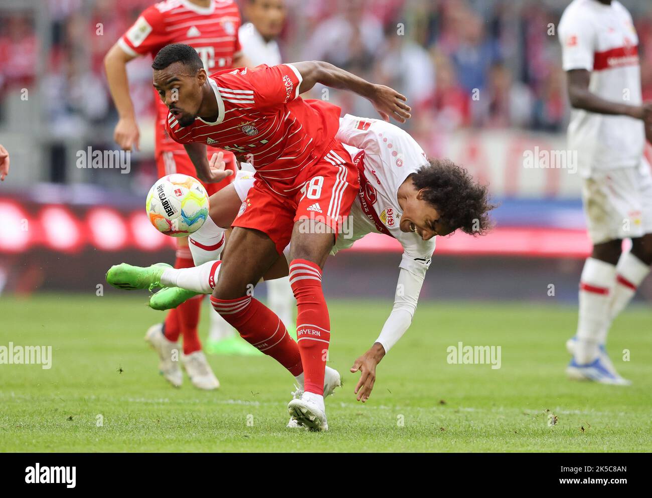 Enzo Millot of VFB Stuttgart Ryan Gravenberch of FC Bayern Muenchen FC ...