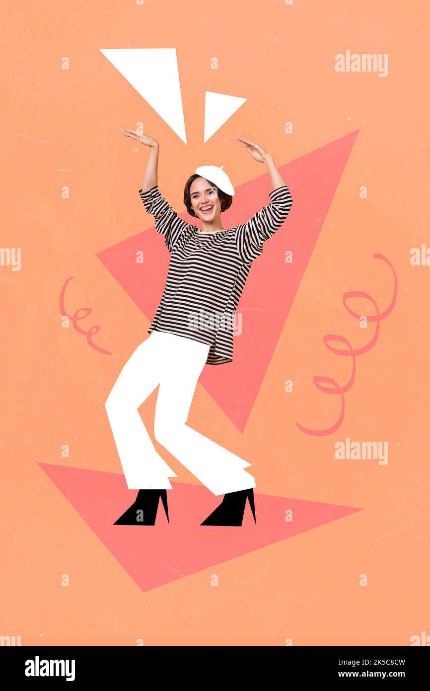 Vertical collage illustration of positive cheerful person enjoy pastime ...