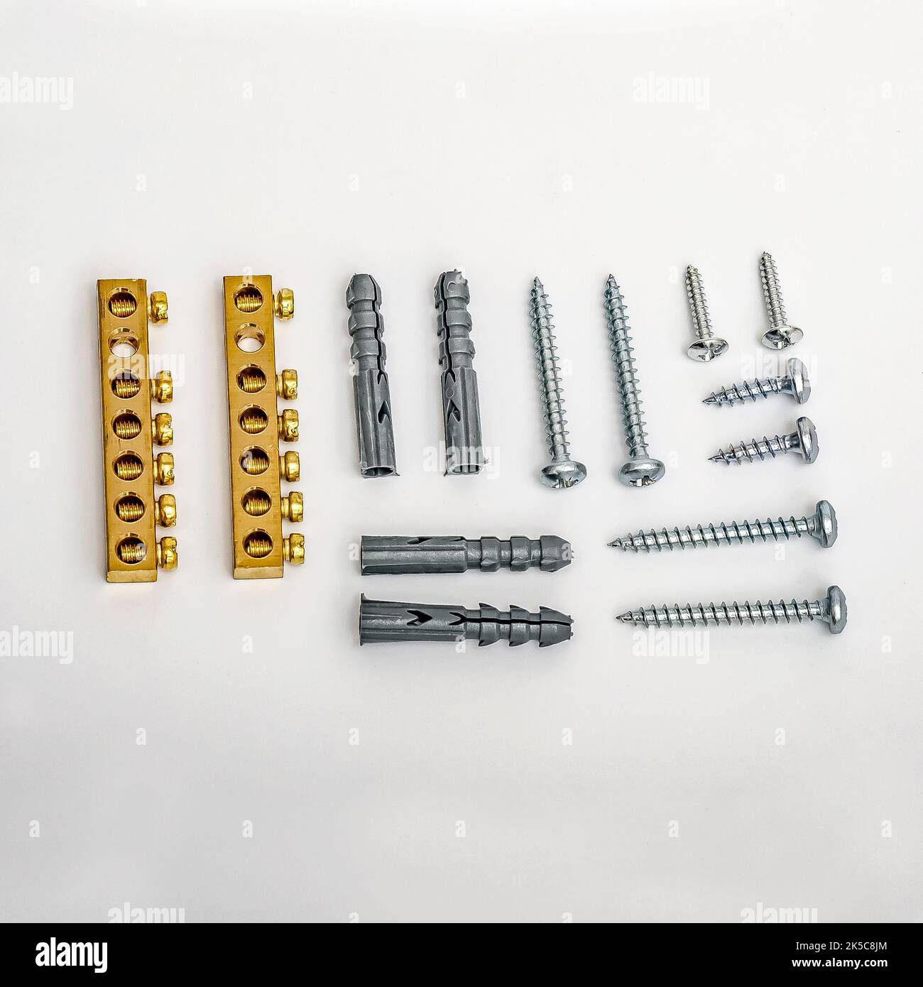 set of screws and dowels for fastening Stock Photo - Alamy