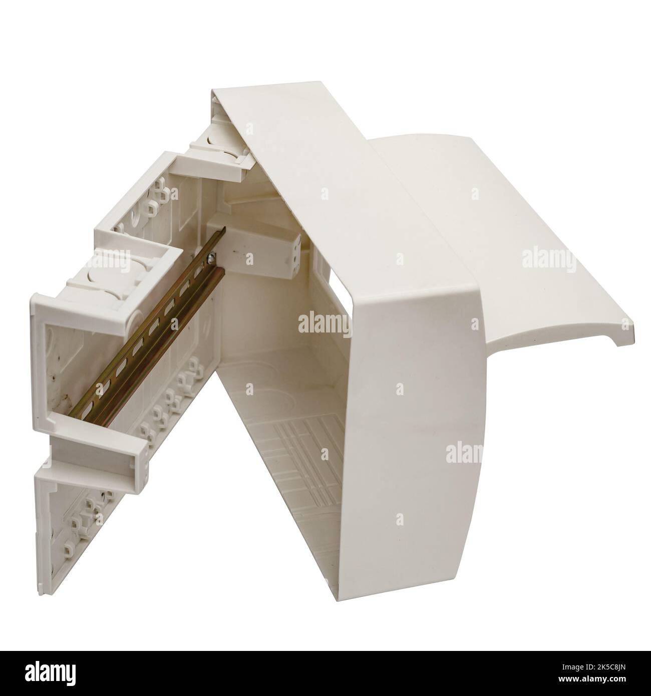 White plastic box for electrical equipment fuses. Lid open Stock Photo ...