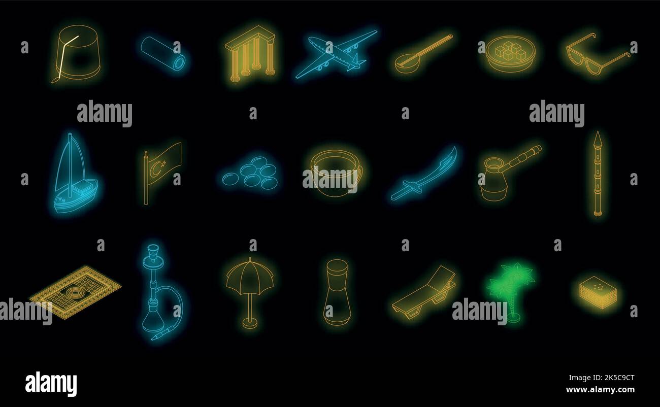 Turkey country icons set. Isometric set of turkey country vector icons ...