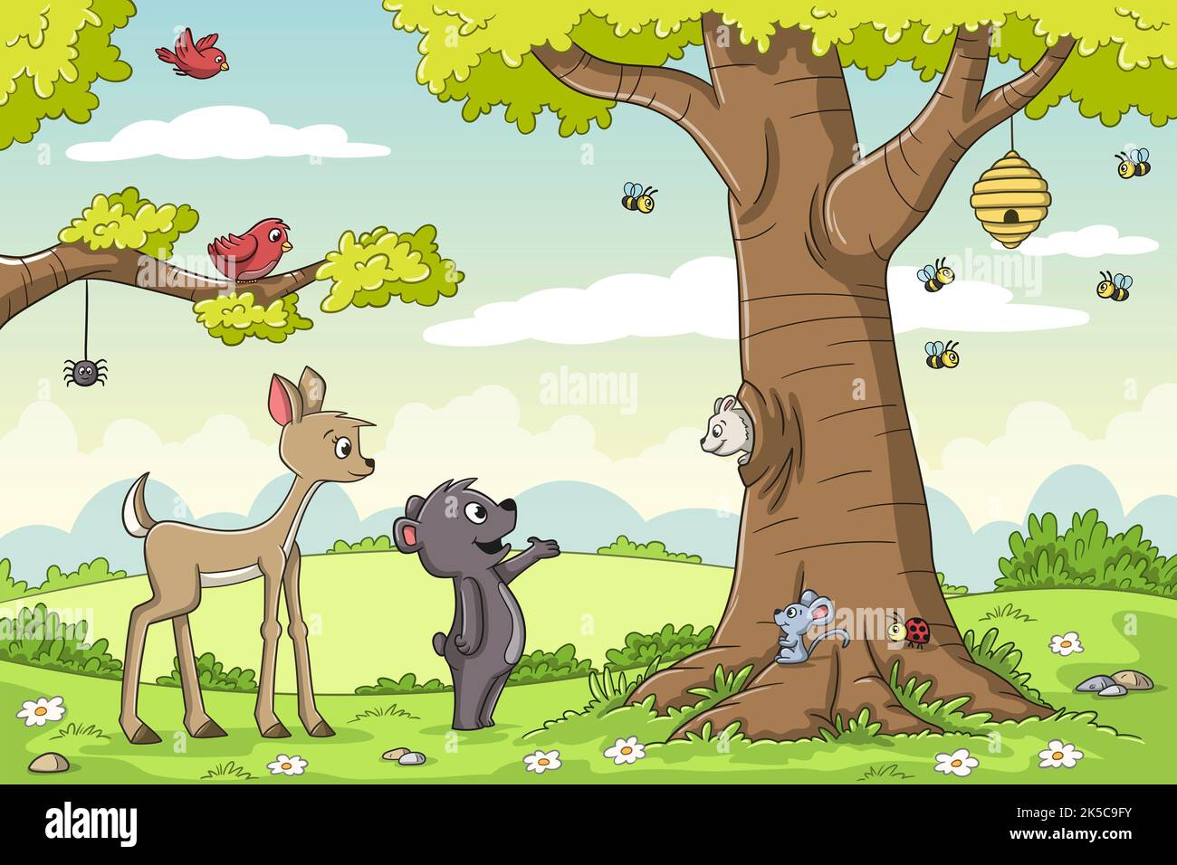Cute animals in the forest Stock Photo - Alamy