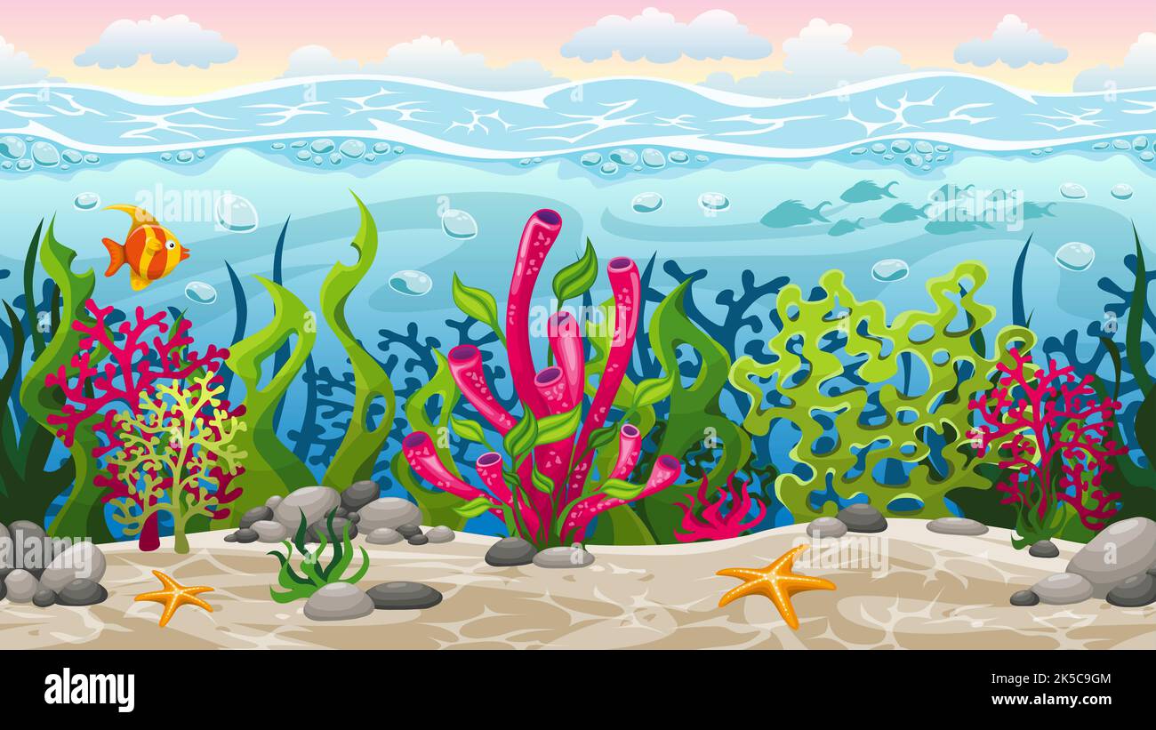 Seamless underwater landscape with separate layers Stock Photo - Alamy