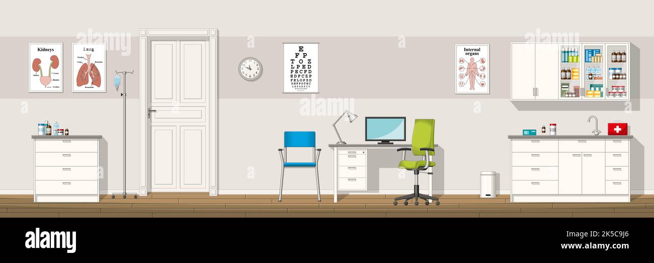 Illustration of a doctor office, panorama Stock Photo - Alamy