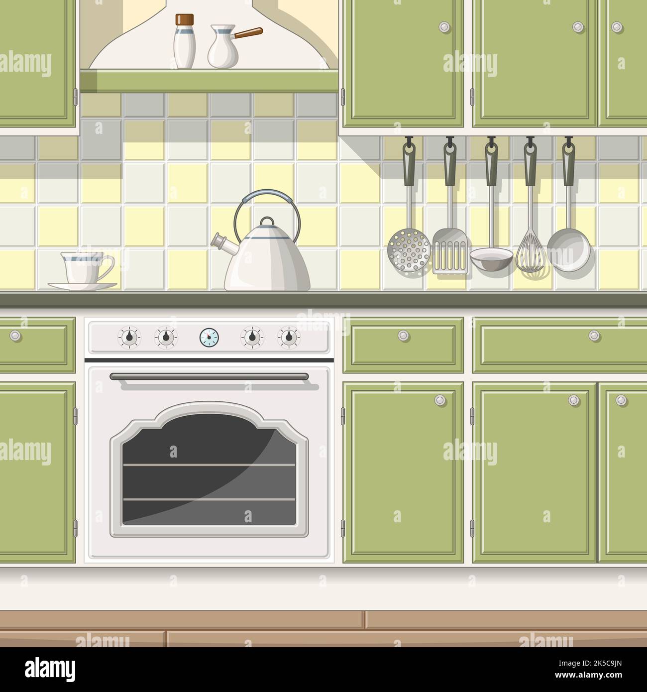 Illustration of a classic kitchen Stock Photo - Alamy
