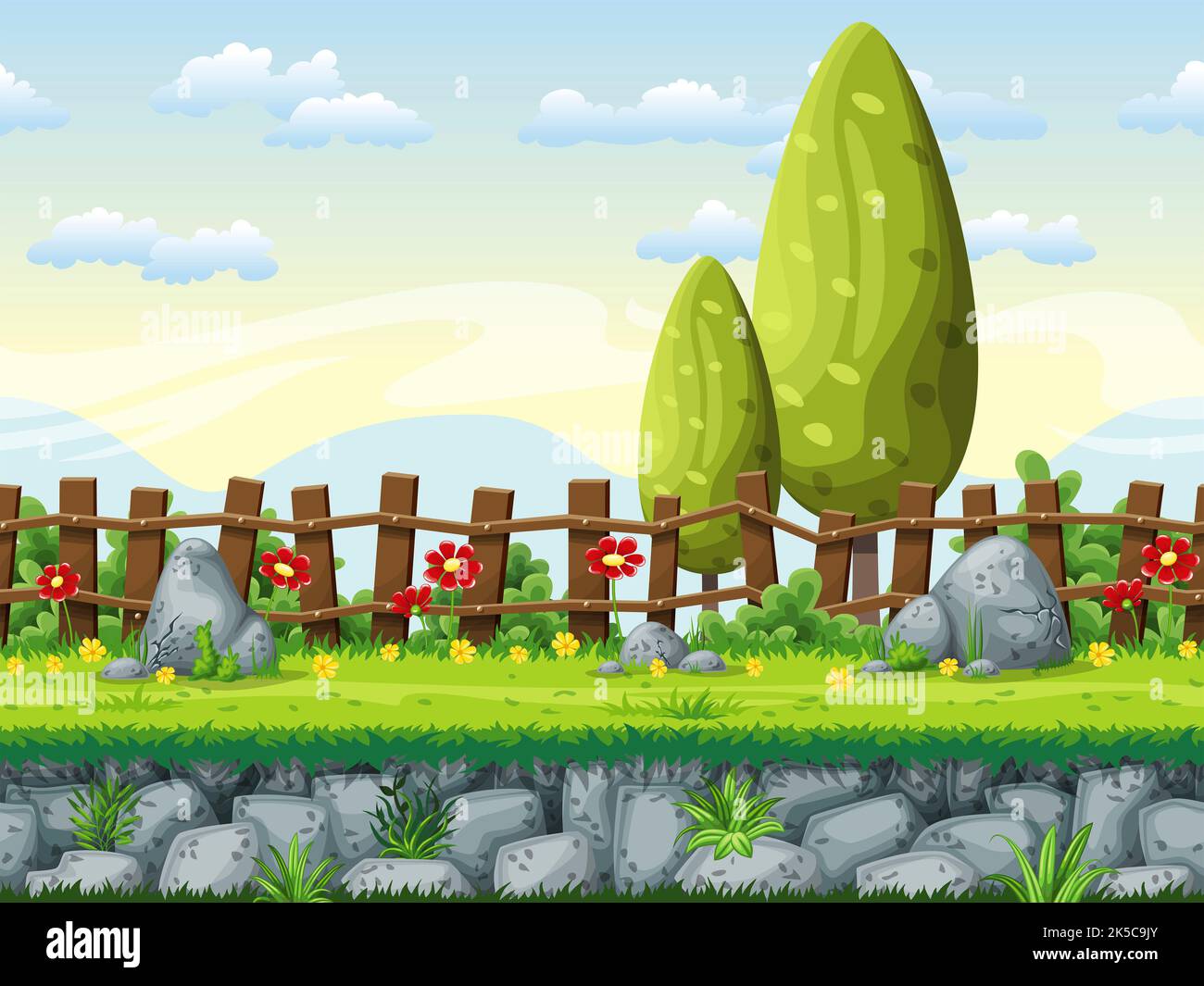Seamless nature cartoon background Stock Photo - Alamy